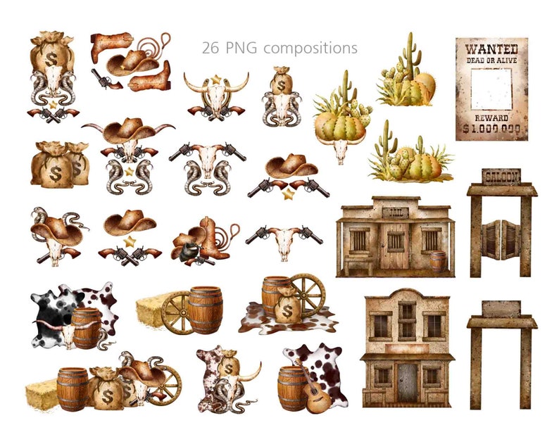 Png Western Clipart Cowboy Png Country Clipart Wild West - Etsy