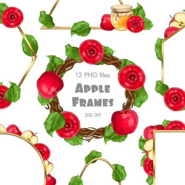 Apple Border - Etsy