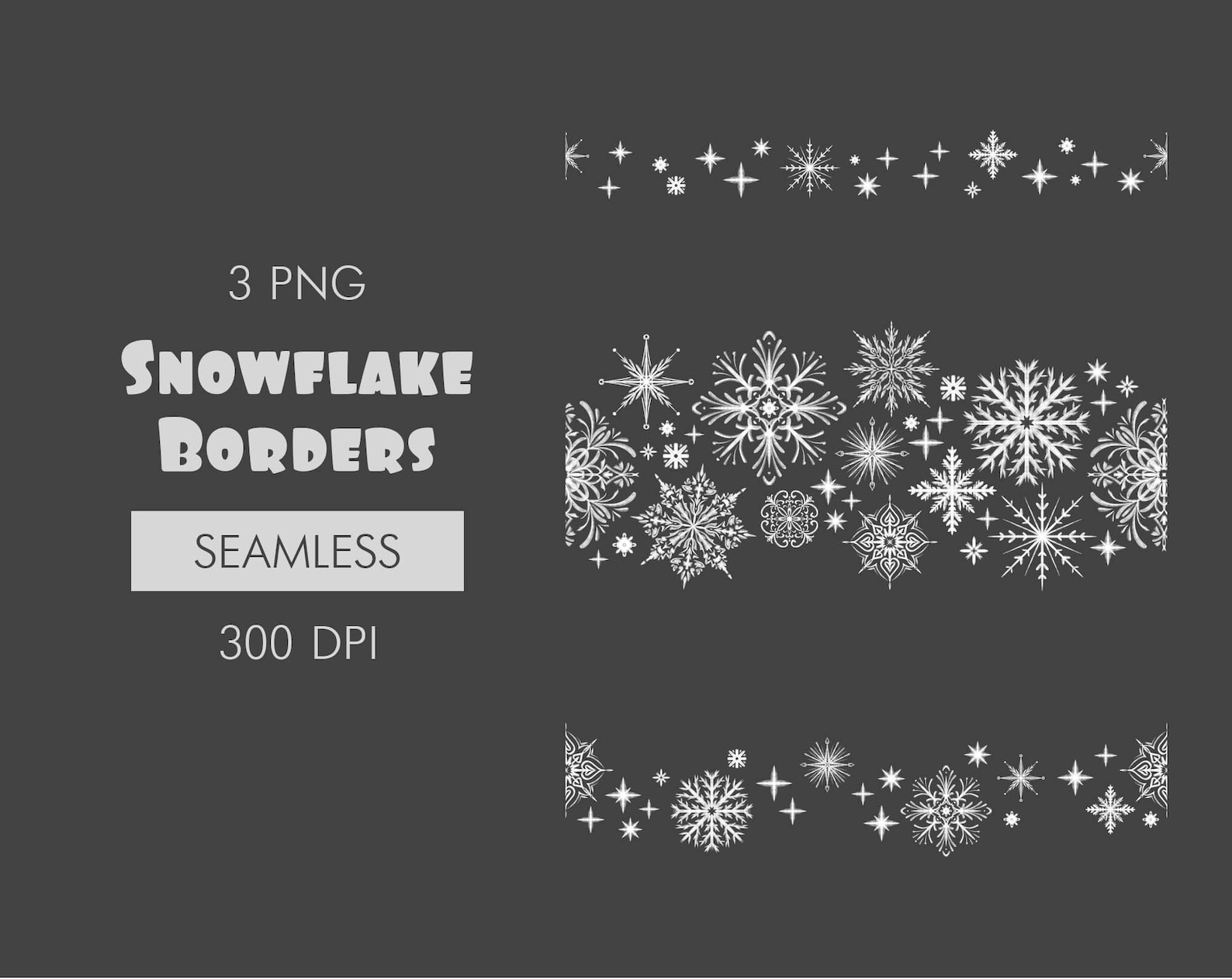 Snowflake Border Png Clipartwinter Digital Seamless Border | Etsy Canada