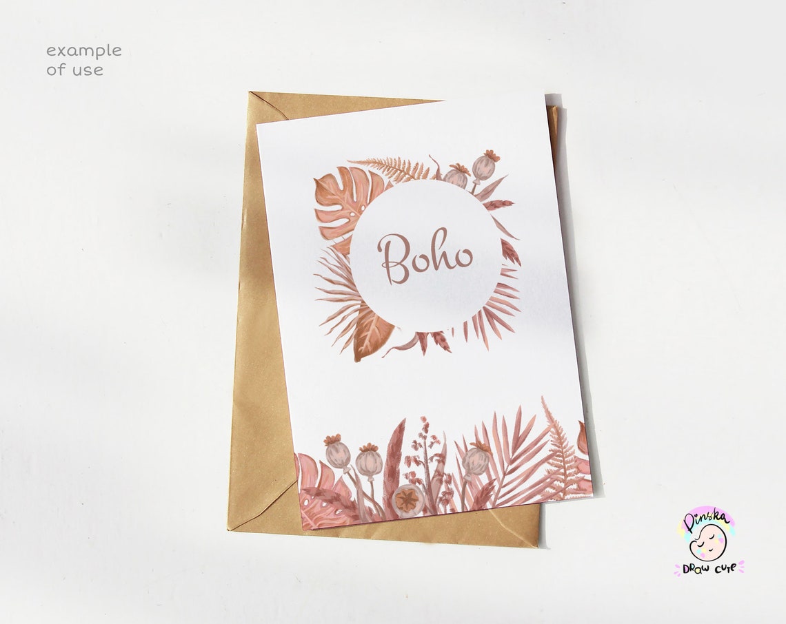 Boho Png Clipart Digital Frames and Seamless Border for Floral | Etsy