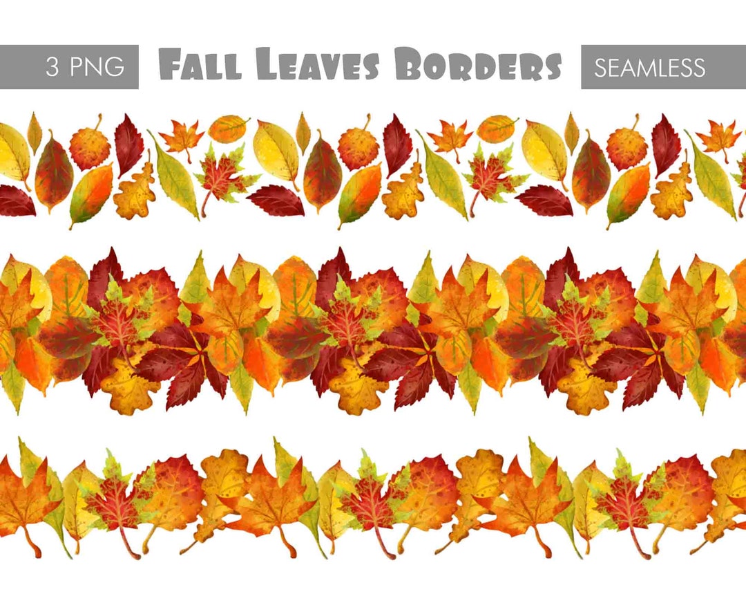 Fall Borders Png Clipart,leaf Digital Seamless Border,watercolor Autumn ...