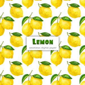Lemon Digital Paper and Watercolor Seamless Pattern,digital Scrapbook ...