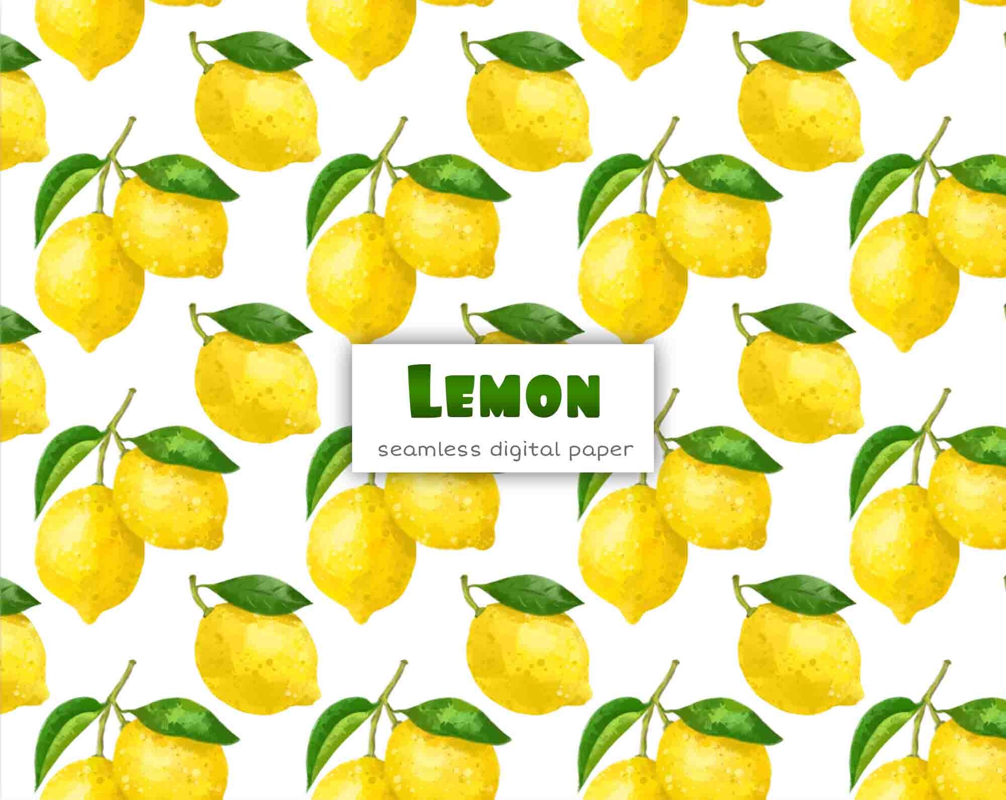 Lemon Digital Paper and Watercolor Seamless Pattern,digital Scrapbook ...