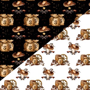 Western Digital Paper Pack Cowboy Seamless Pattern Wild West Digita ...