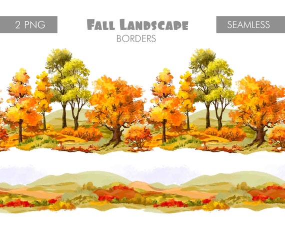 Fall Png Clipart Autumn Landscape Seamless Border Png File - Etsy Australia