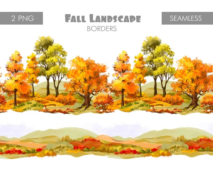 Fall Borders Png Clipart,leaf Digital Seamless Border,watercolor Autumn ...