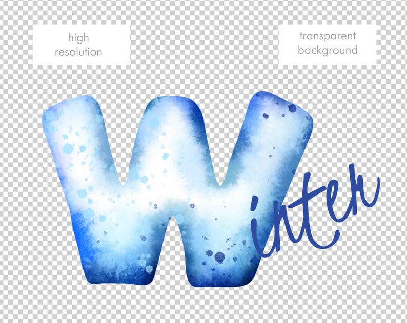 Winter Alphabet Clipart Snow Letters and Numbers Png - Etsy