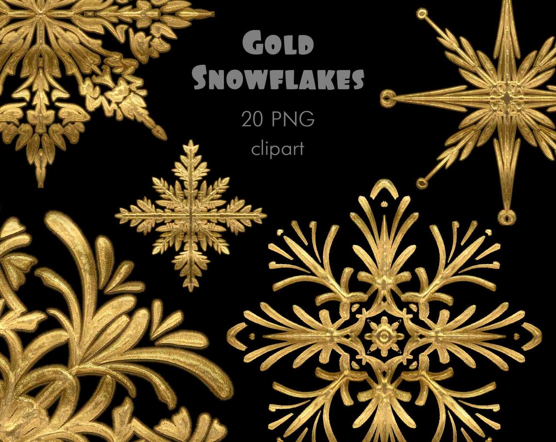 Gold Snowflake Png Clipart Winter Sublimation Digital Download,golden ...