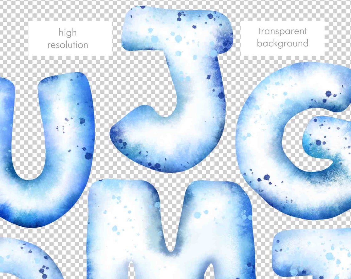 Winter Alphabet Clipart Snow Letters and Numbers Png - Etsy