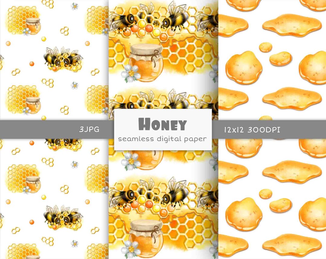 Honey Digital Paper Pack Bee Seamless Pattern,honey Digital Background ...