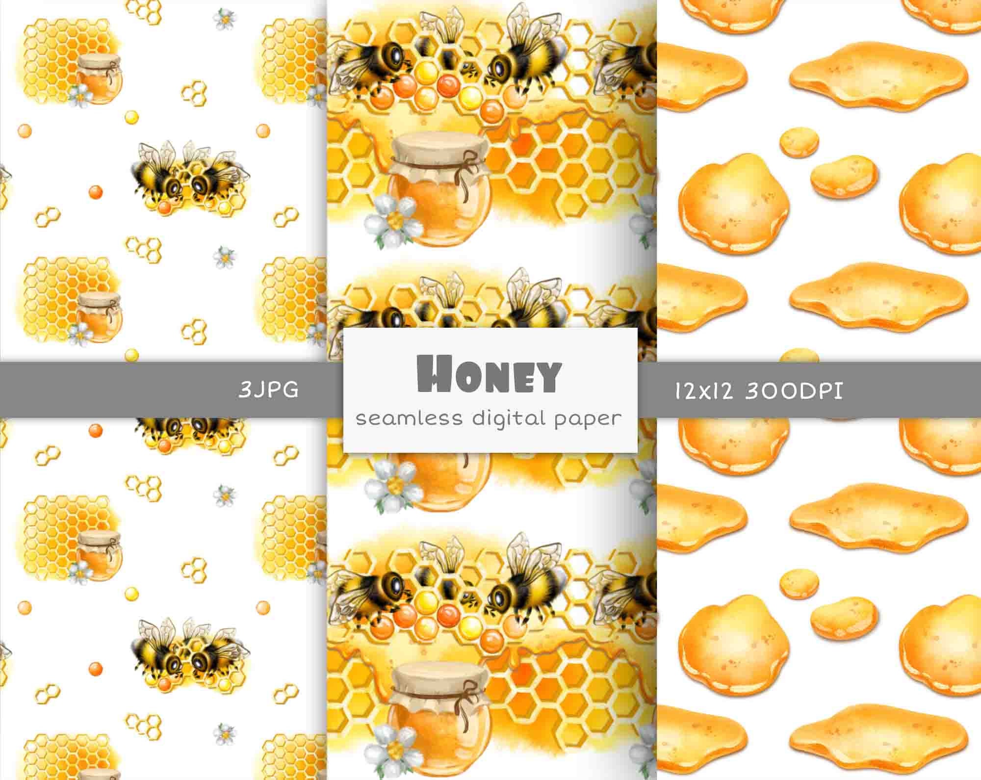 Honey Digital Paper Pack Bee Seamless Pattern,honey Digital Background ...