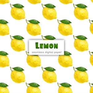 Lemon Digital Paper and Watercolor Seamless Pattern,digital Scrapbook ...