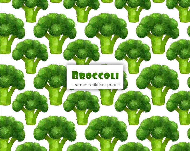 Broccoli Digital Paper Free Commercial Usebroccoli Seamless - Etsy
