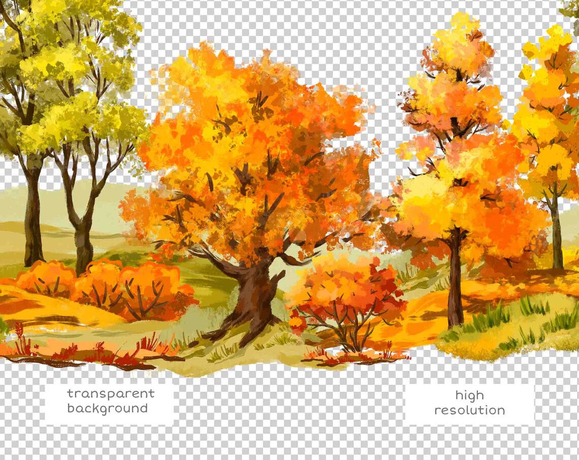Fall Png Clipart Autumn Landscape Seamless Border Png File - Etsy