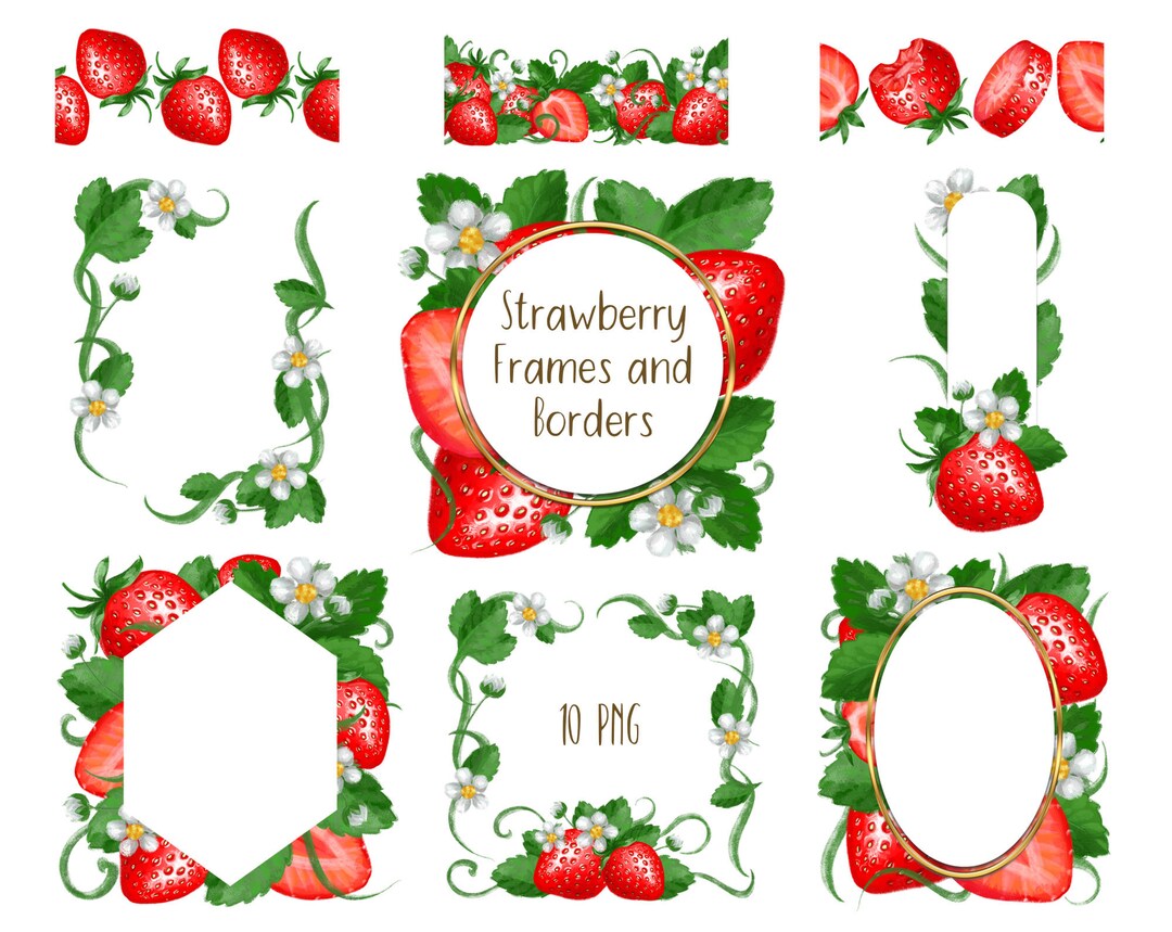 Strawberry Digital Frames and Seamless Borders Clipart Png,summer ...