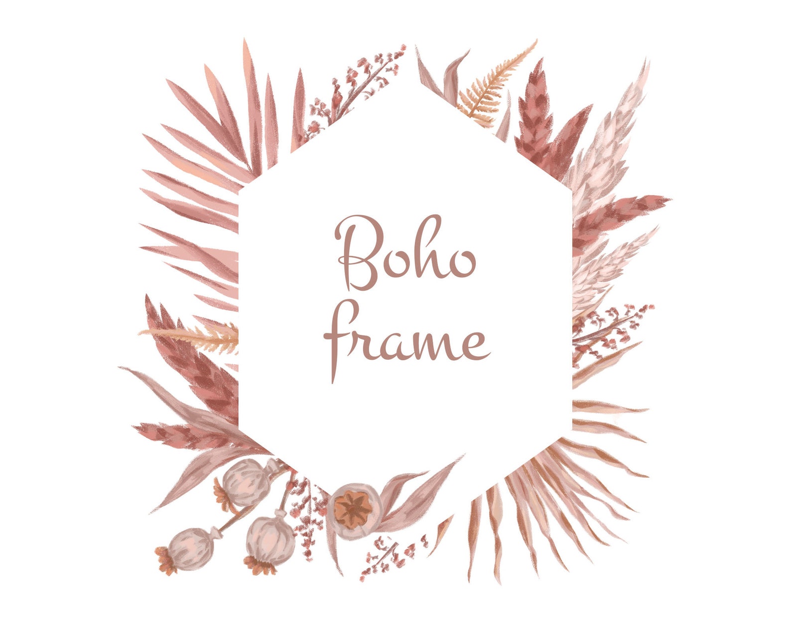 Boho Png Clipart Digital Frames and Seamless Border for Floral | Etsy