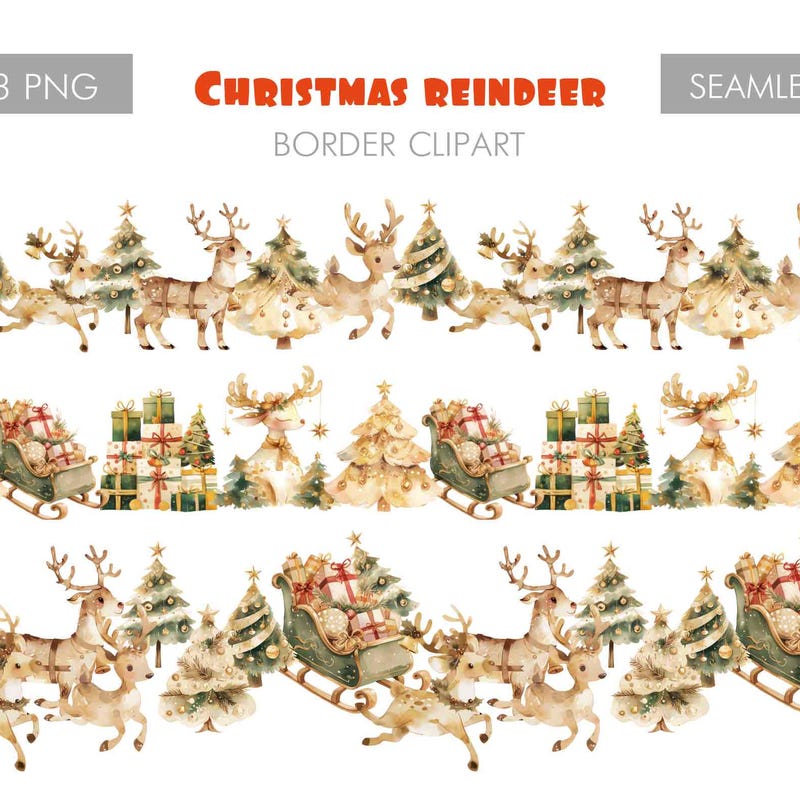 Reindeer Border - Etsy