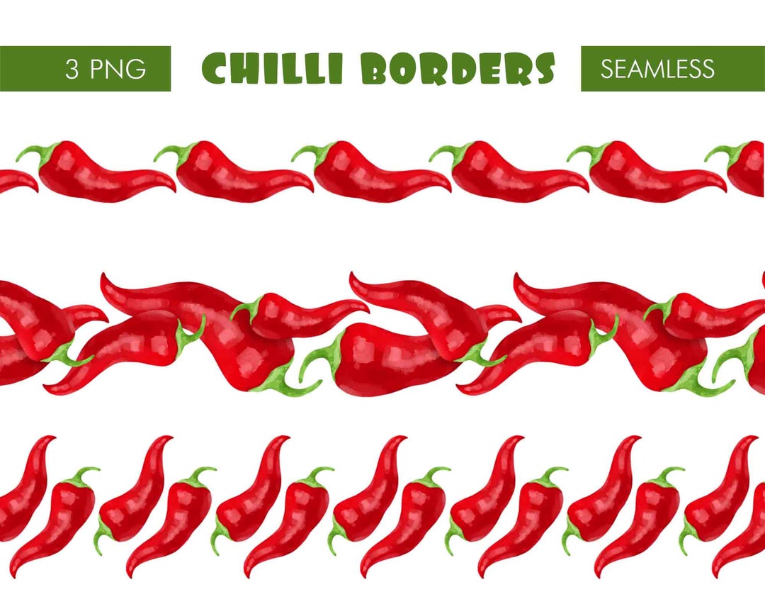 Chili Pepper Border Clipart Png Digital Download,red Hot Chili Pepper ...