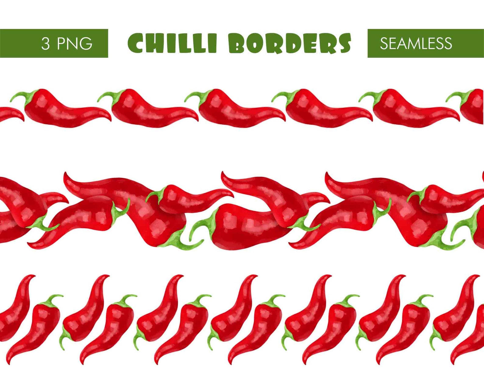 Chili Pepper Border Clipart Png Digital Download,red Hot Chili Pepper ...