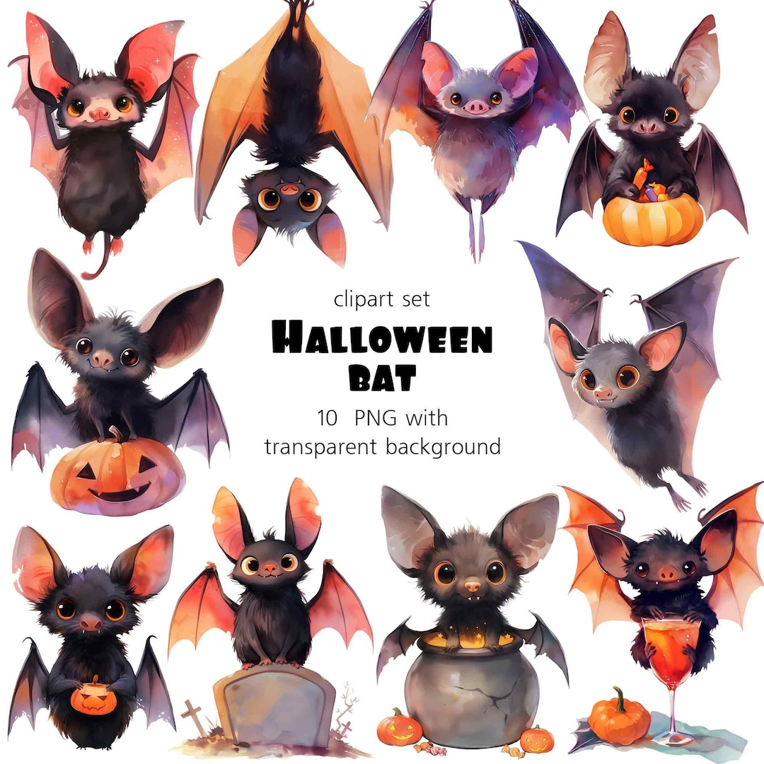 Halloween Bat PNG Clipart Transparent Background,cute Cartoon Bats Clip ...