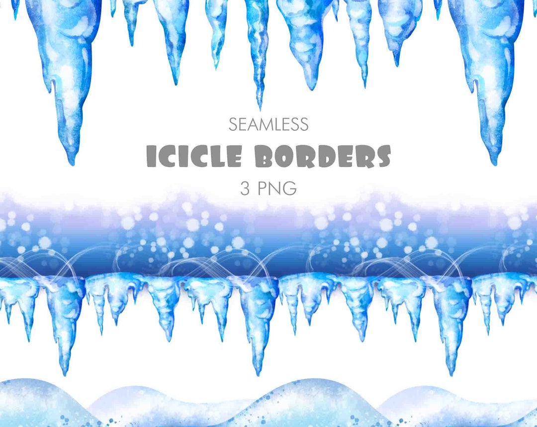 Christmas Clipart Png Icicle Seamless Files,winter Border Clipart Digital Download,christmas ...