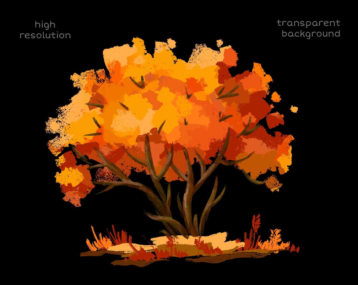 Fall Tree Png Clipart Digital Downloadautumn Trees Watercolor | Etsy