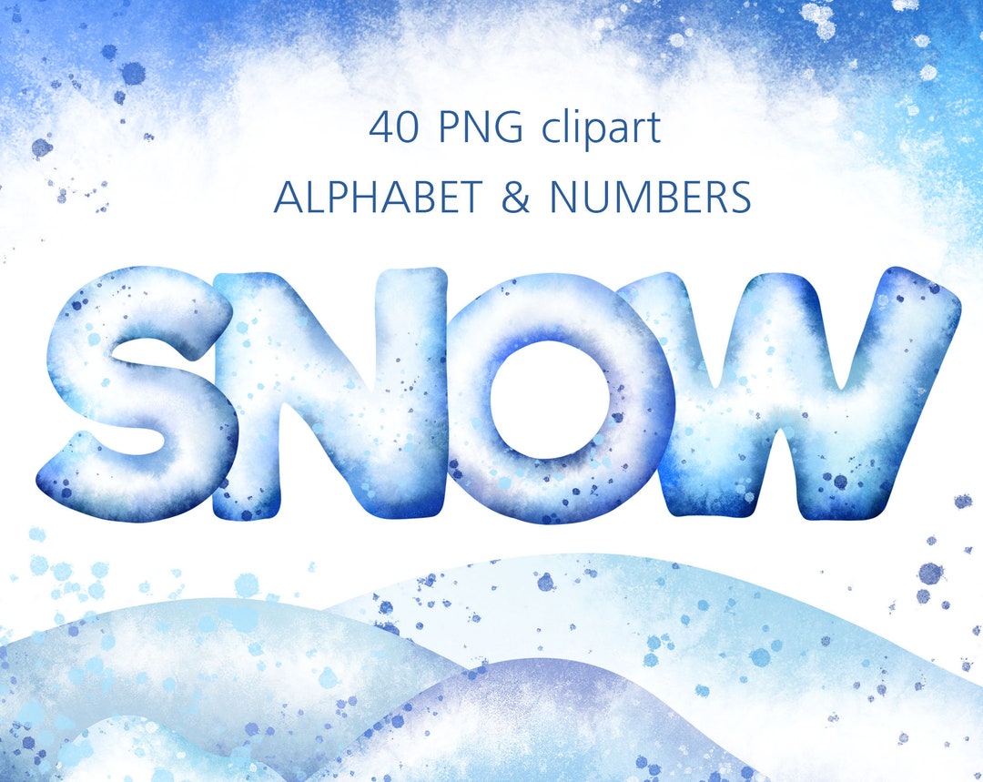Winter Alphabet Clipart Snow Letters and Numbers Png Files,frozen ABC ...