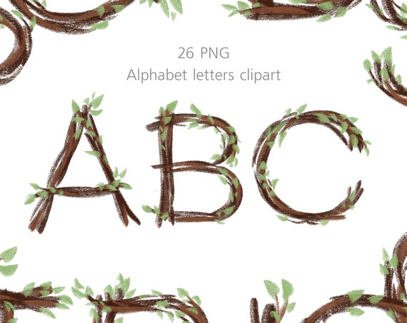 Alphabet Png Clipart Wooden Letters Digital Downloadgreenery | Etsy