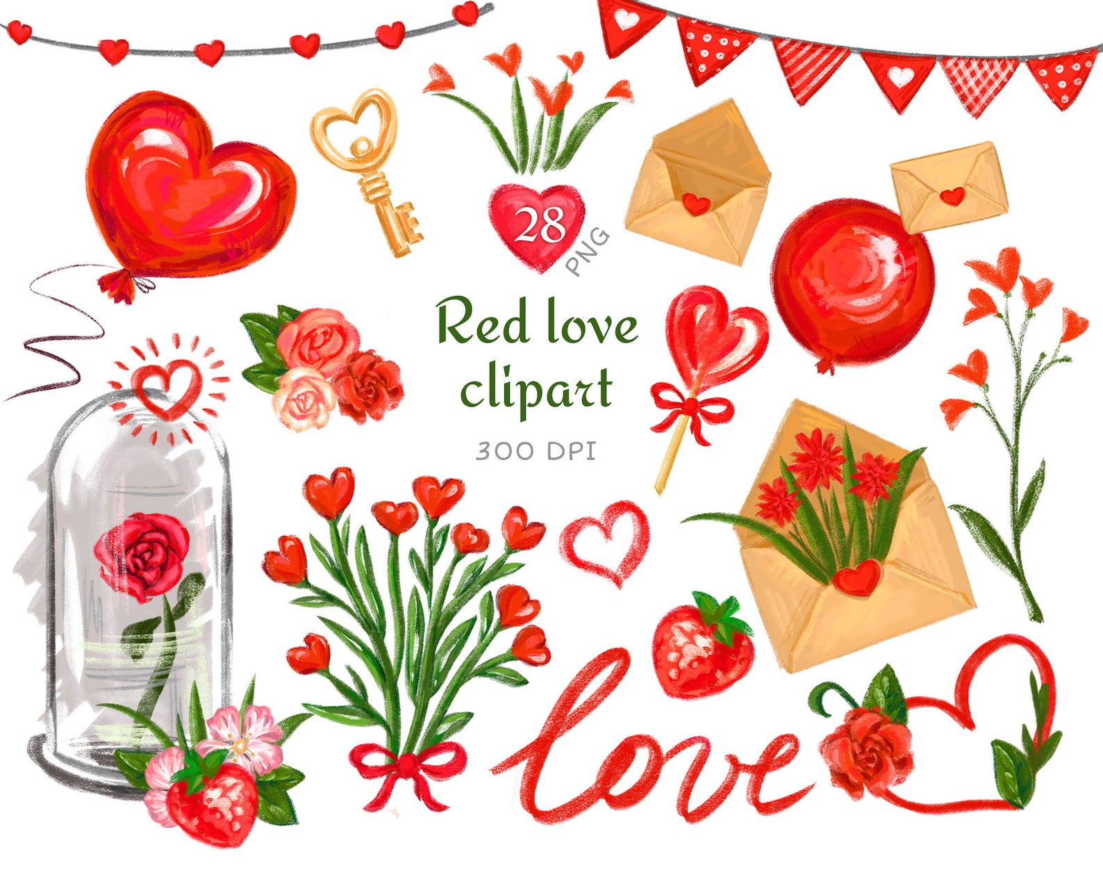 Valentine Clipart Png Digital Downloadvalentines Day Png - Etsy