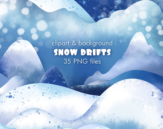 Winter Digital Clipart Snowdrift Pngsnowy Hills Clipart | Etsy
