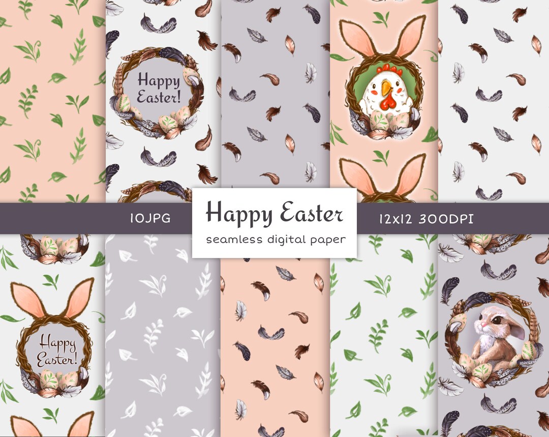 Easter Digital Paper Commercial Use Easter Bunny Seamless File,floral ...