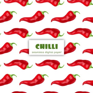 Chili Digital Paper Pack,red Hot Pepper Seamless Pattern Digital ...