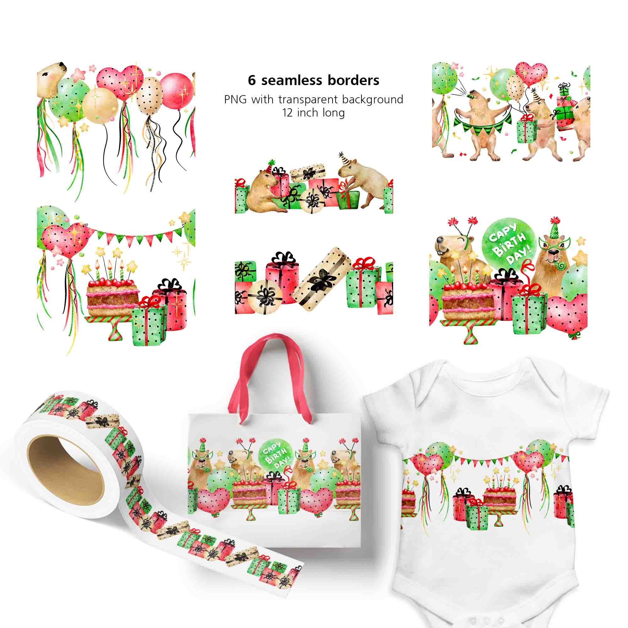 Capybara PNG Birthday Clipart Seamless Files Digital Download,cute Capy ...