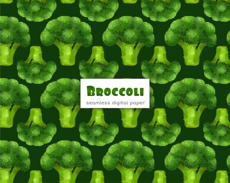 Broccoli Digital Paper Free Commercial Usebroccoli Seamless - Etsy