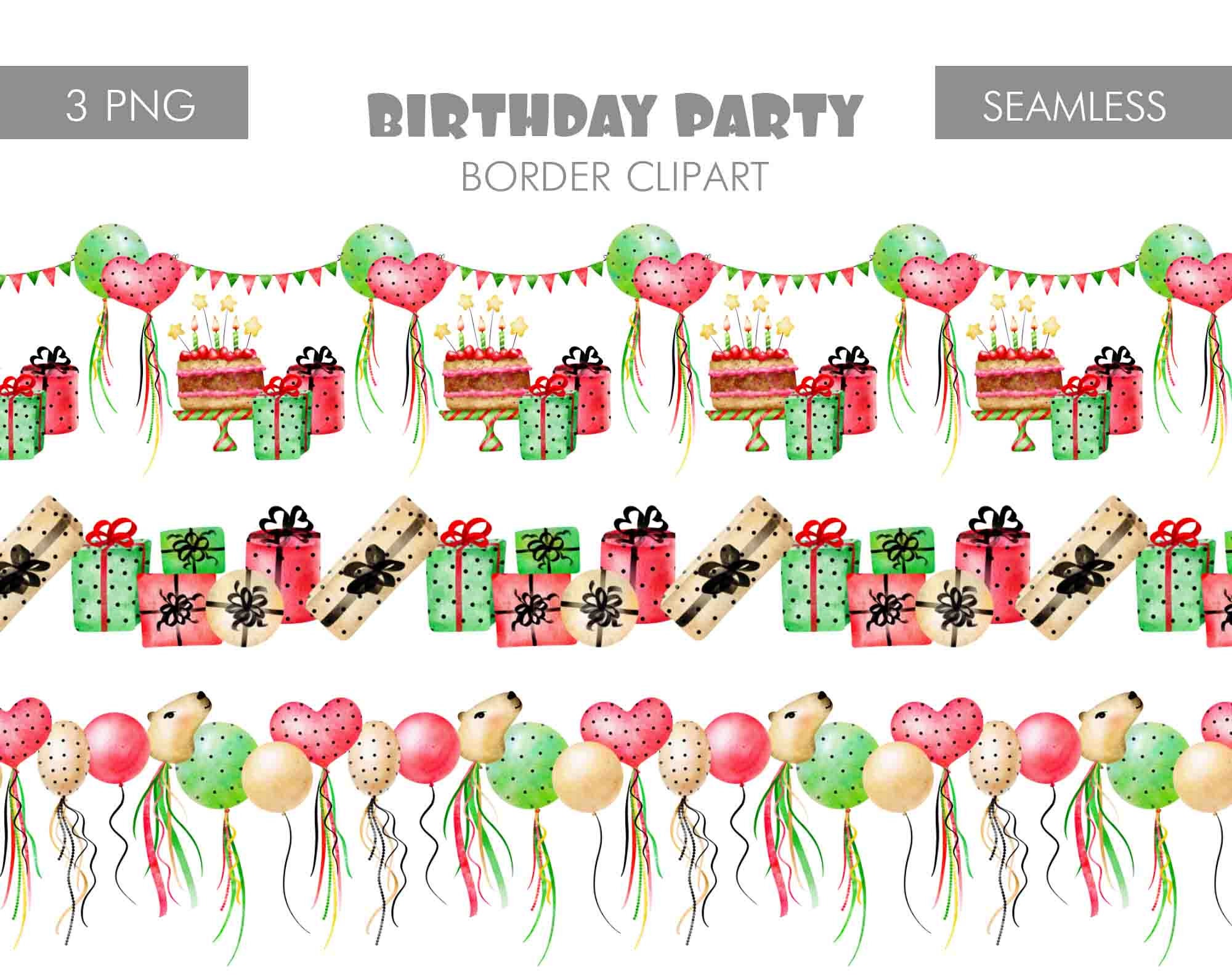 Birthday Border Png Clipart Party Seamless Files Bday Border - Etsy