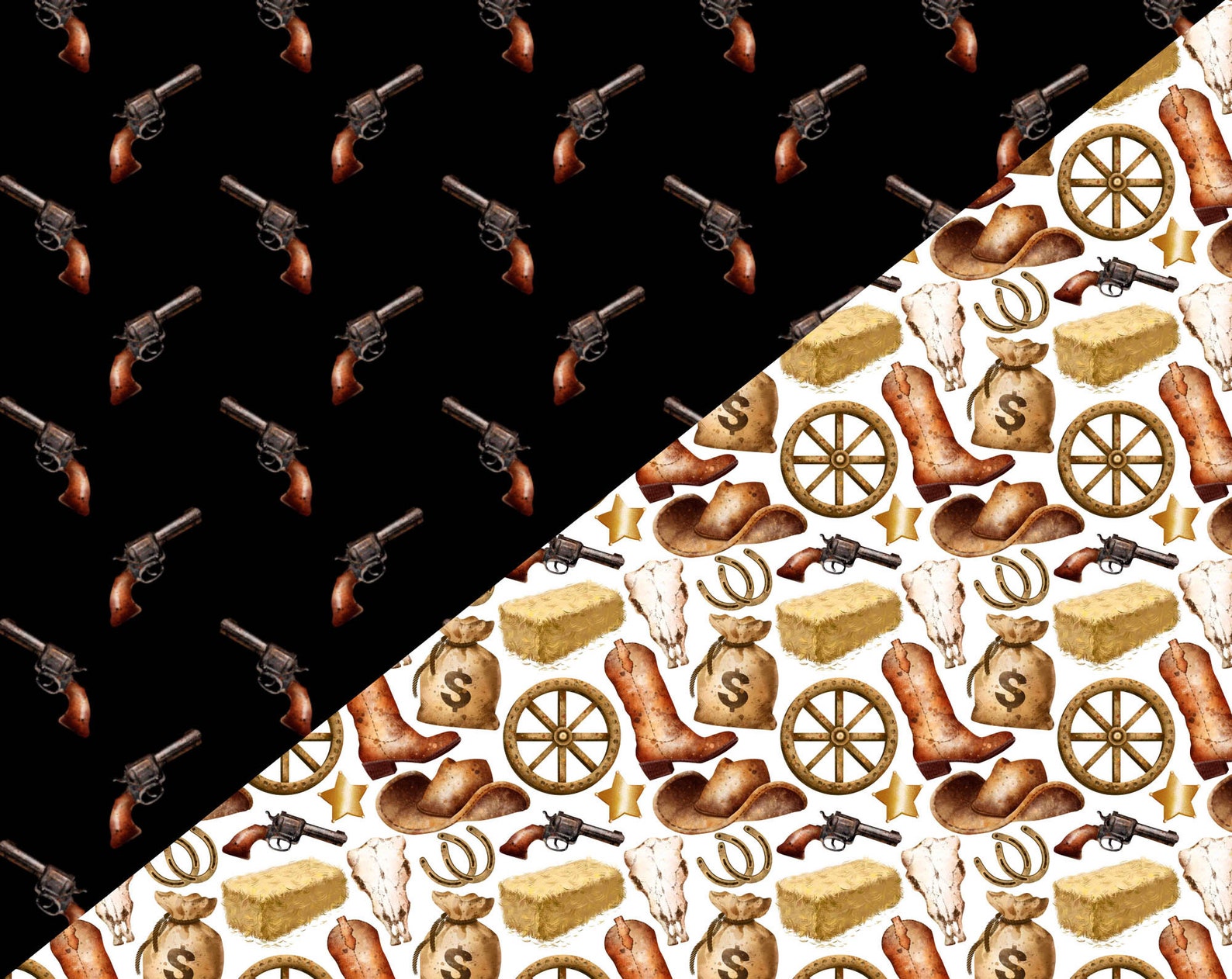Western Digital Paper Pack Cowboy Seamless Pattern Wild West Digita ...