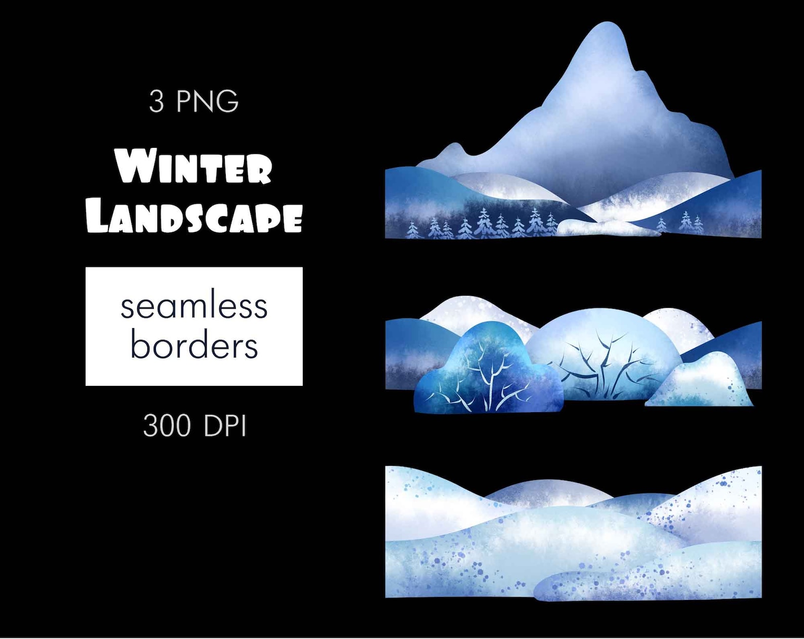 Winter Border Png Clipart Digital Downloadseamless Border - Etsy