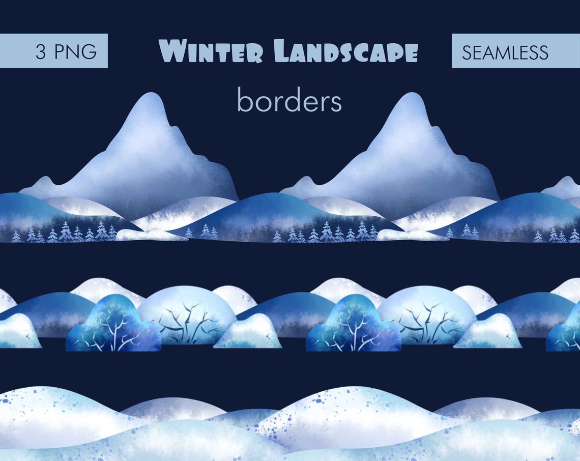 Winter Border Png Clipart Digital Downloadseamless Border - Etsy