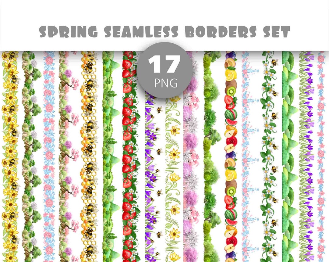 Spring Border Clipart Png Digital Washi Tape,seamless Floral Border ...