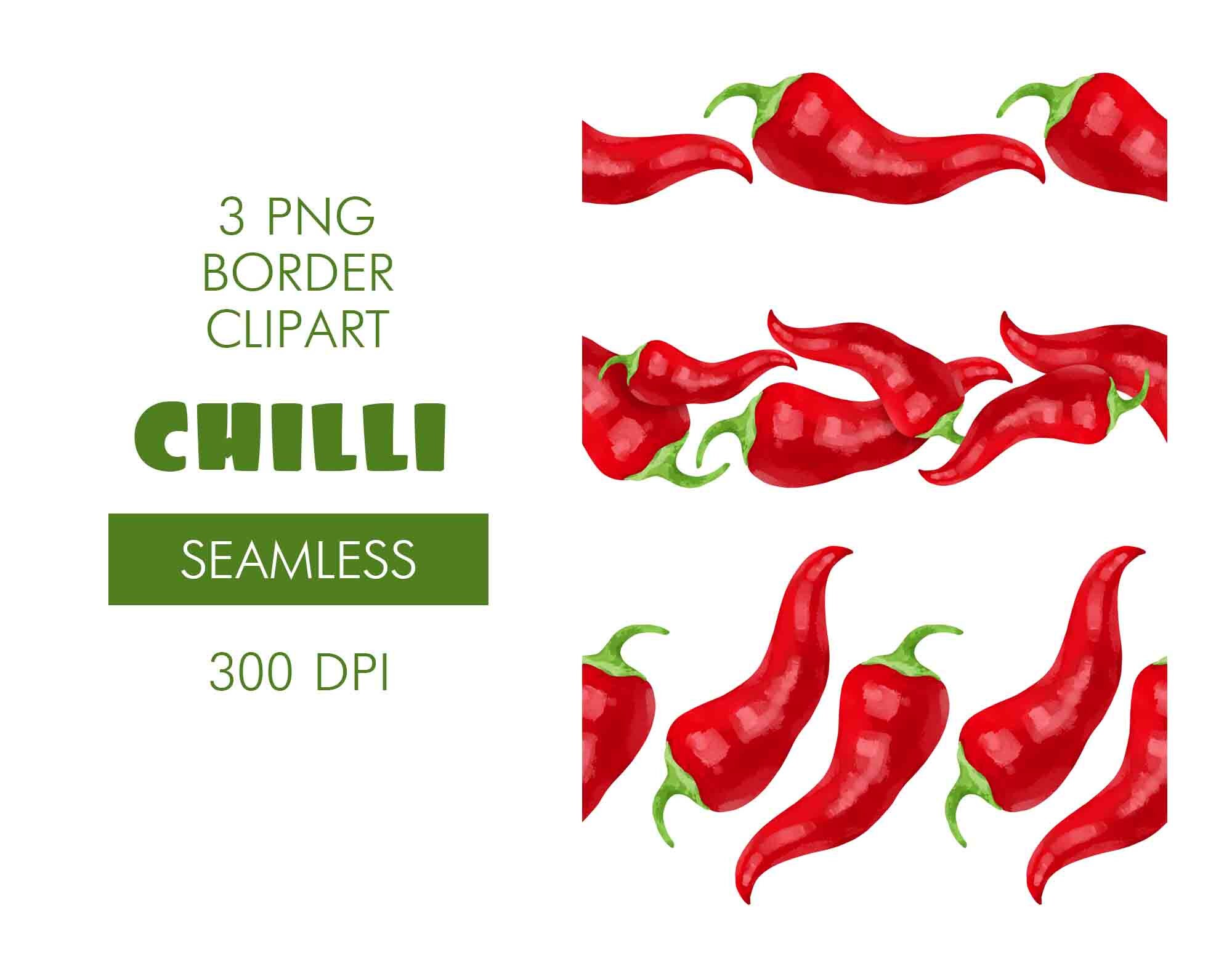 Chili Pepper Border Clipart Png Digital Downloadred Hot Chili - Etsy Canada