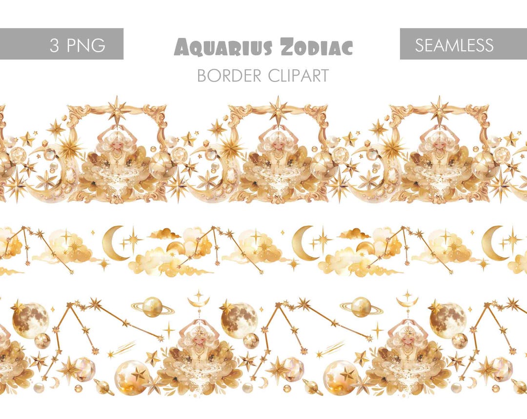 Aquarius Border Clipart Png Zodiac Signs Transparent Background ...