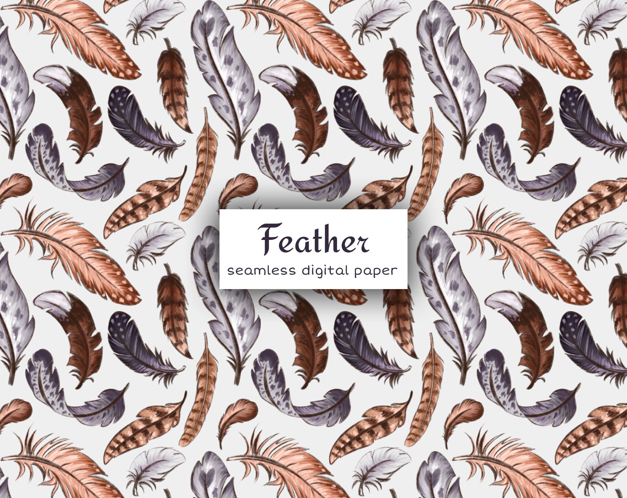 Feather Digital Paper Packboho Digital Seamless - Etsy