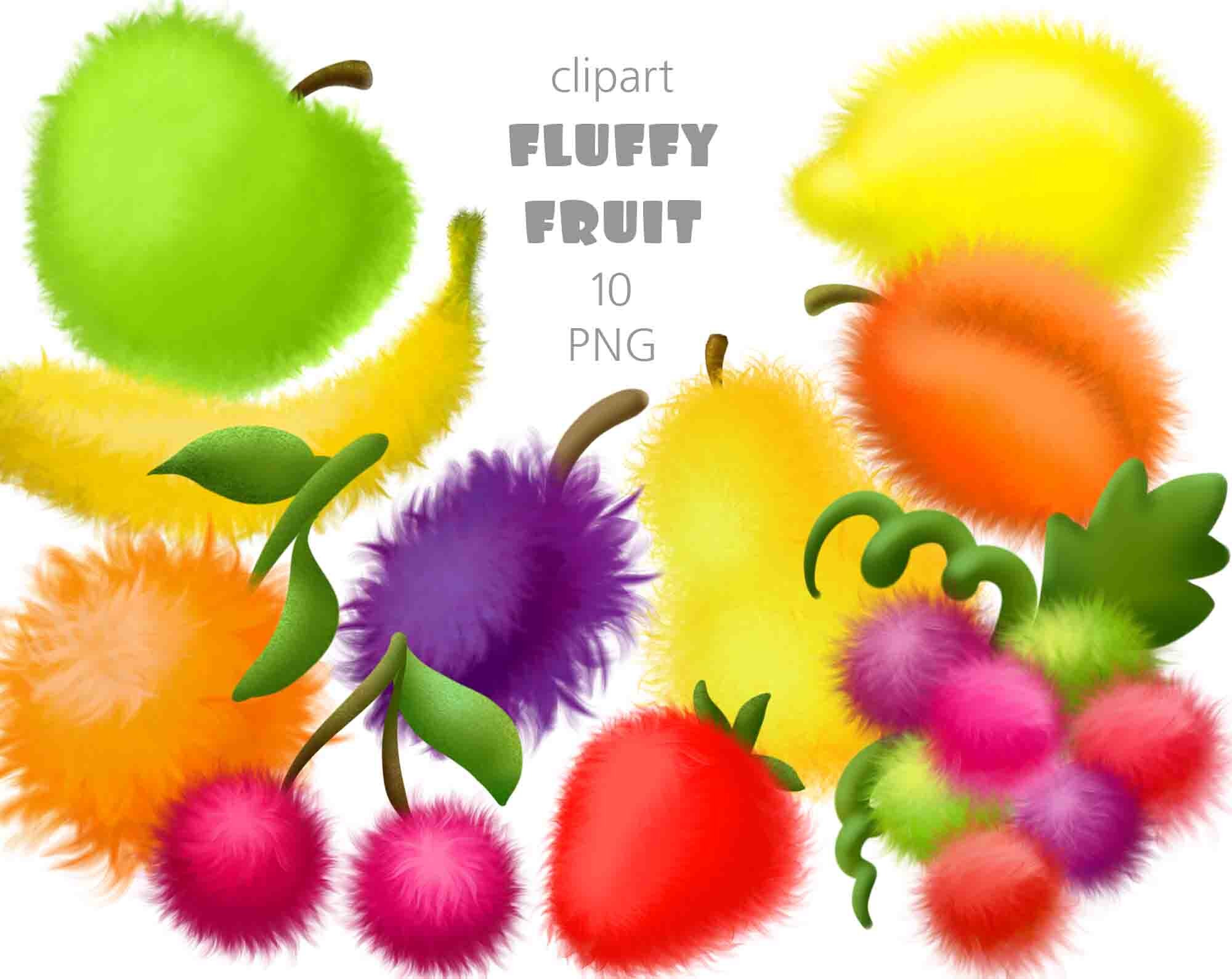 Cute Fruit Png Clipart Digital Filesfluffy Fruit Clipart - Etsy
