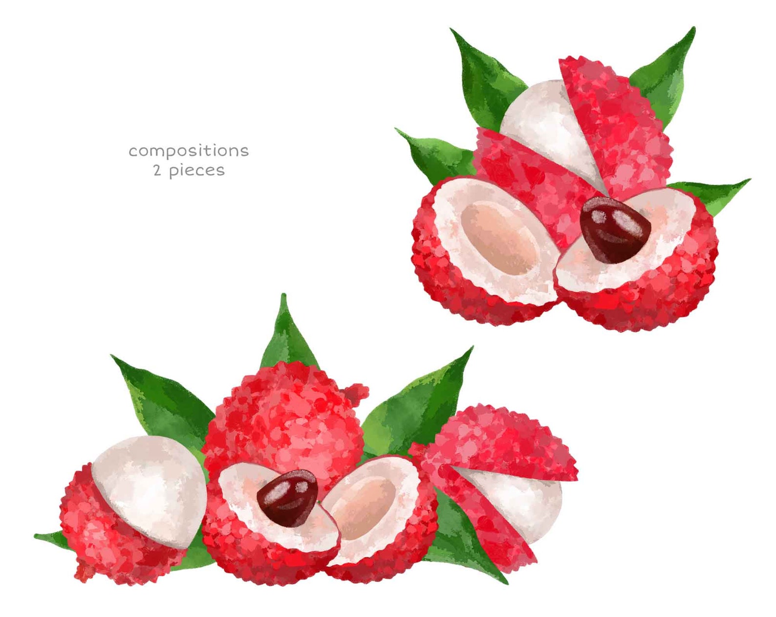 Lychee Clipart Png Tropical Fruit Illustration Digital - Etsy