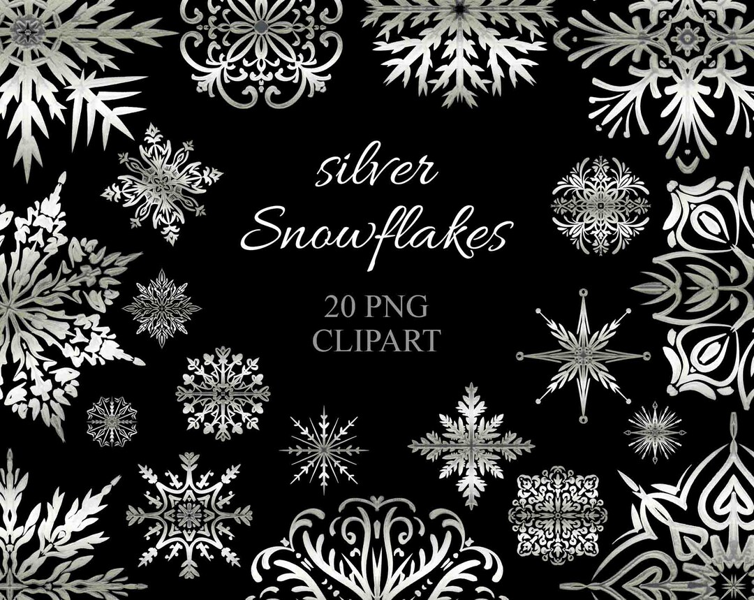 Silver Snowflake Png Clipartwinter Clip Art Christmas - Etsy