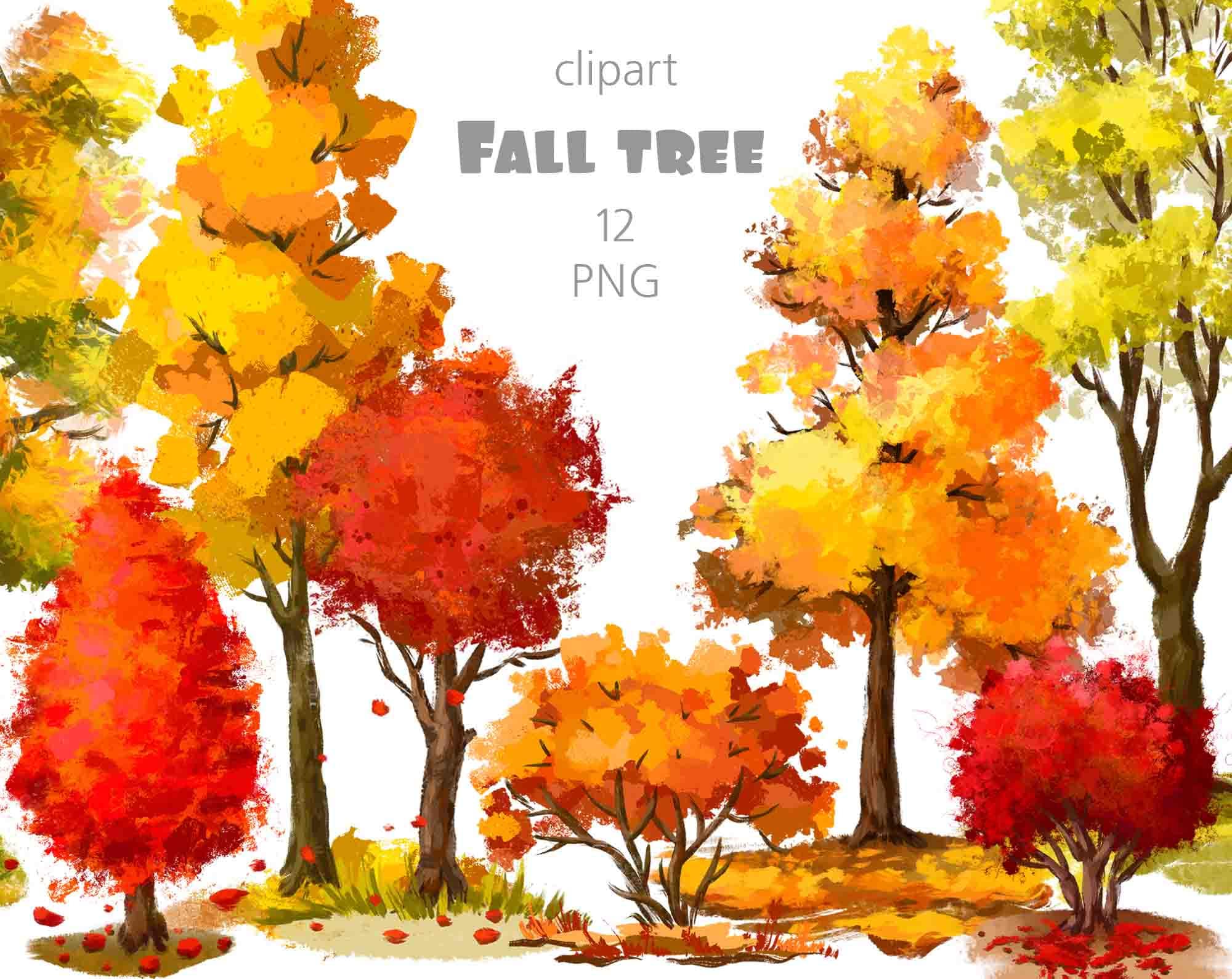Fall Tree Png Clipart Digital Download,autumn Trees Watercolor Forest ...