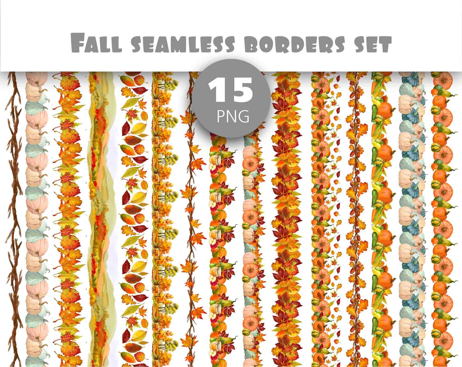 Fall Clipart Png Seamless Files Autumn Border Png Clipartfall - Etsy