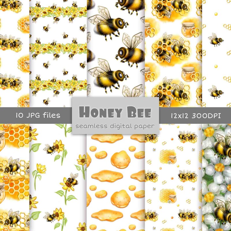 Bee Digital Paper - Etsy