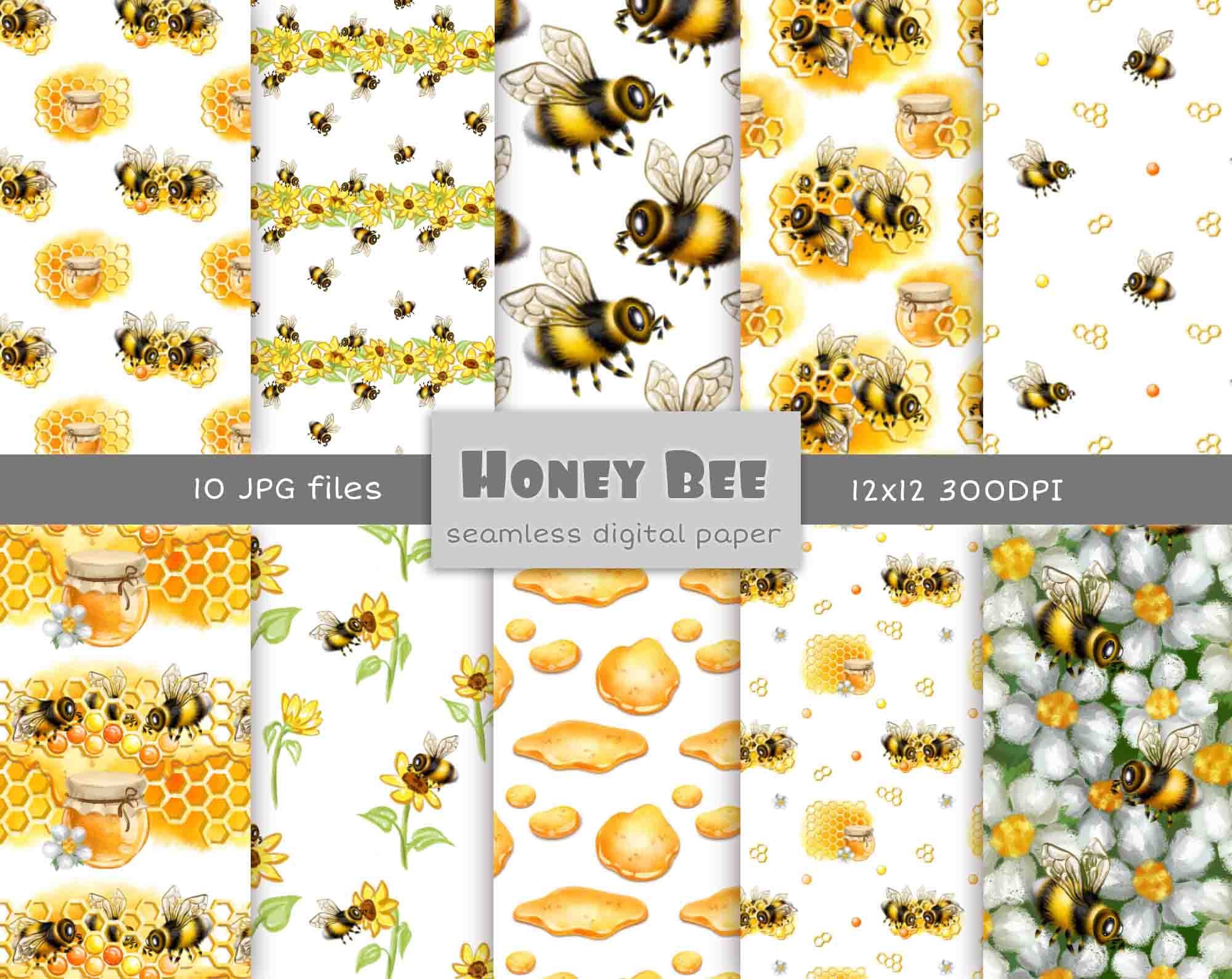 Bee Digital Paper Pack Honey Seamless Patterncute Bee - Etsy