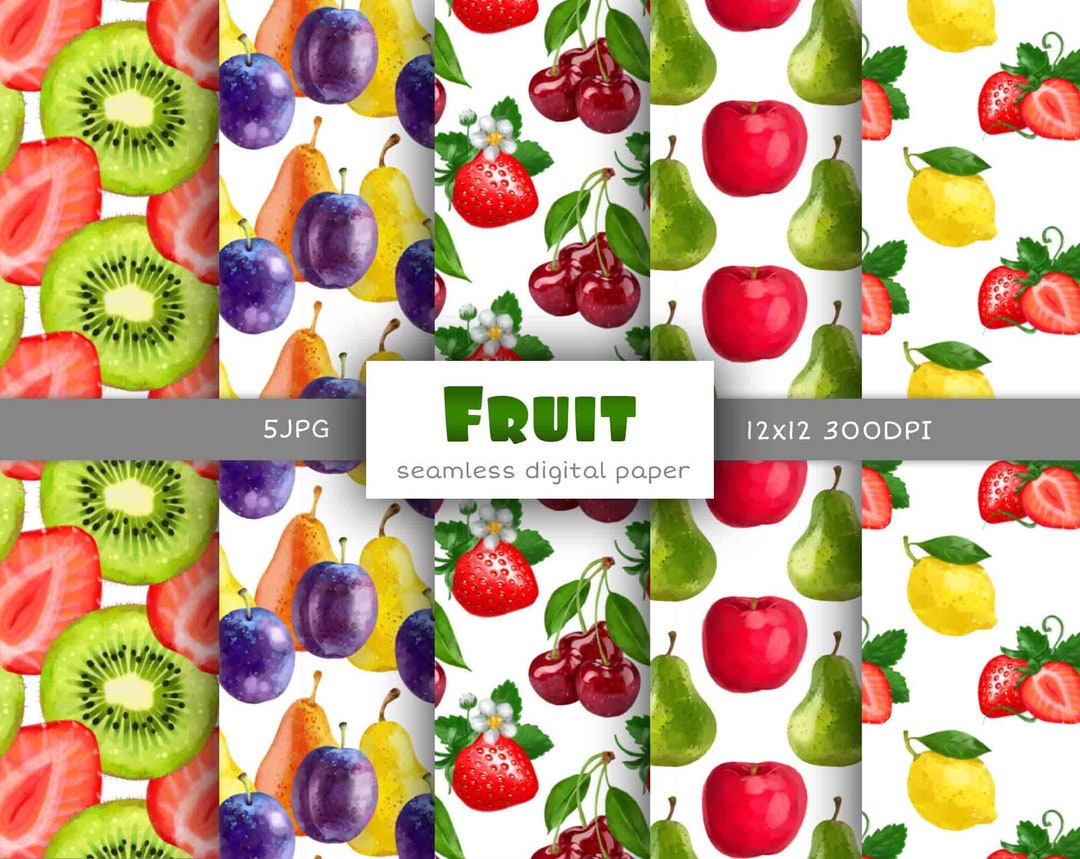 Fruit Digital Paper Pack Commercial Use,fruit Seamless Pattern Digital ...